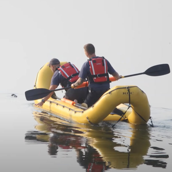 Firemen Launch Boat to Save Kitten Named 'Fishie' After Falling into River